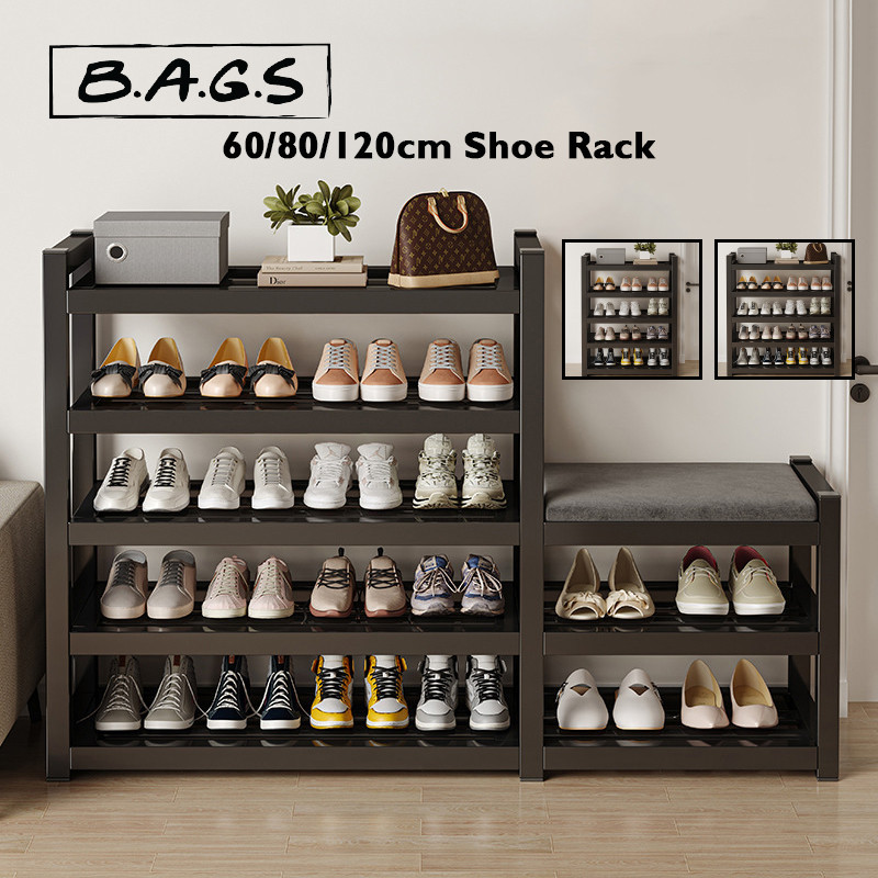 THEBAGS 60/80/120cm 5 Tier Bold Tube Shoe Storage Rack Entryway Shoe ...