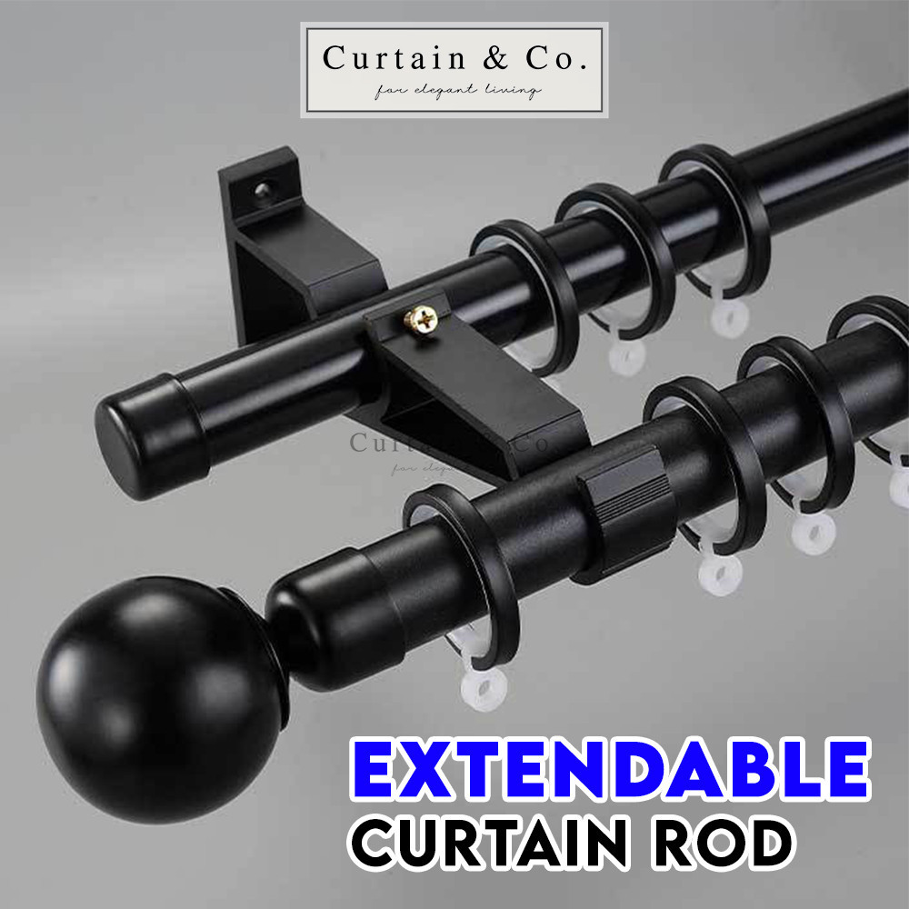 [FULL SET | EXTENDABLE DOUBLE ROD] Adjustable Curtain Rod Set For Hook ...