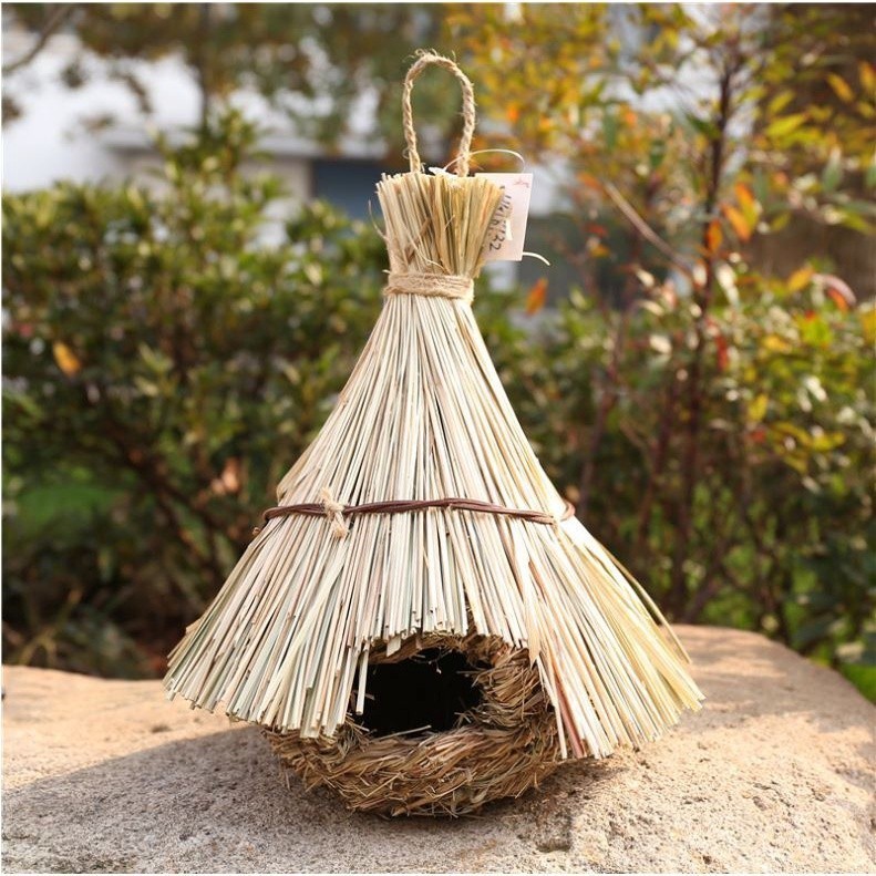 Hand-Woven Bird House,Grass Bird Hut,Hanging Bird House,Cozy Resting ...