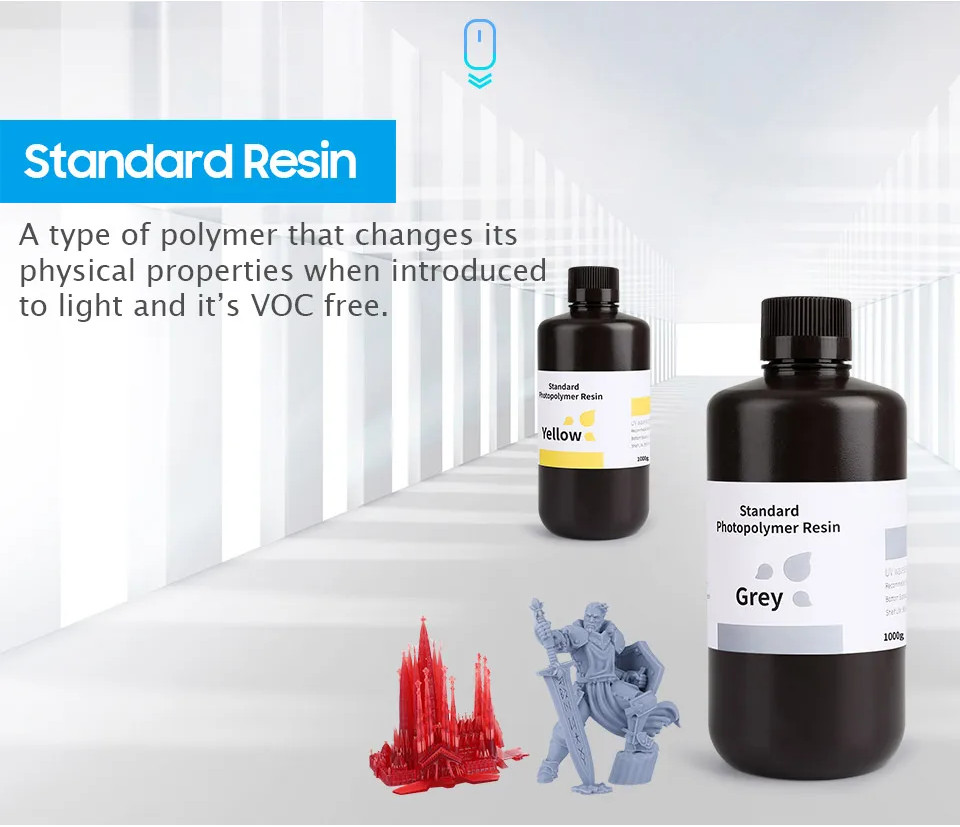 ELEGOO LCD Standard Resin 1kg, UV Curing Resin 84D Hardness Resin Low ...