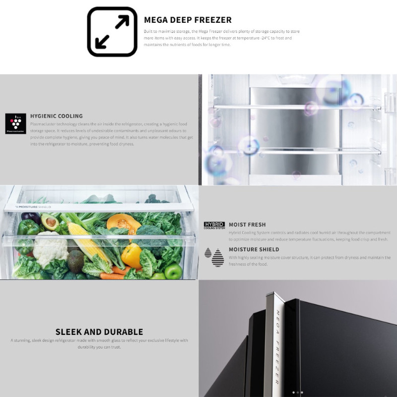 Sharp SJ-P882MFGK Fridge 720L Hybrid Cooling System SJP882MFGK Peti Ais ...