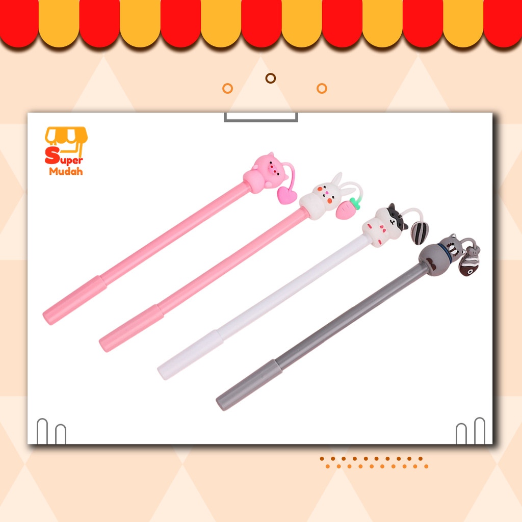 Kartun Comel Kreatif Gel Pen Gadis Jantung Haiwan Sesungut Kecil Segar ...