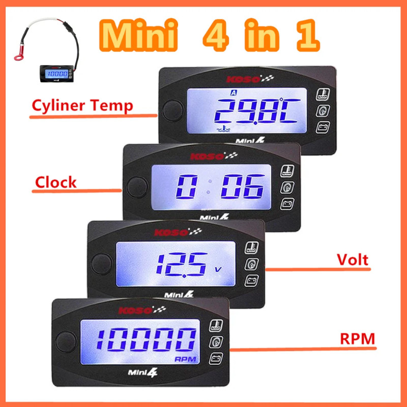 koso 4 in 1 cylinder temperature Display meter Motorcycles cylinder ...