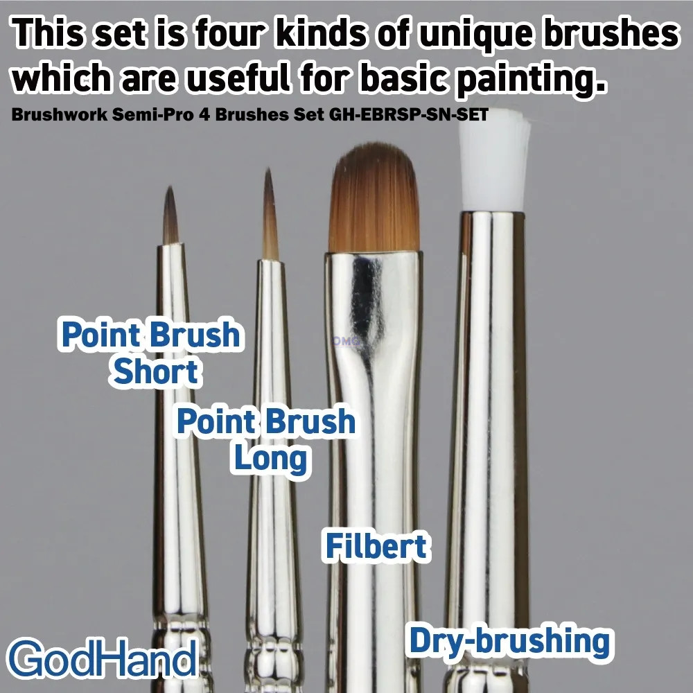 GodHand Brushwork Semi-Pro 4 Brushes Set GH-EBRSP-SN-SET God Hand ...