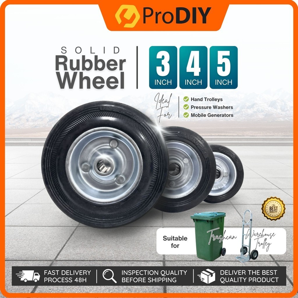 Solid Rubber Wheel Replacement for Trolley Trash Can Furniture Hand ...