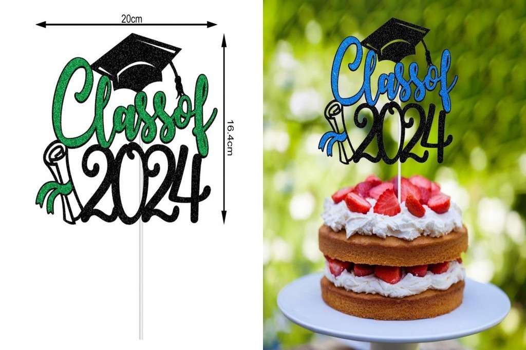 Graduation Season Cake Insert Class of 2024 Cake Decorations Glitter ...