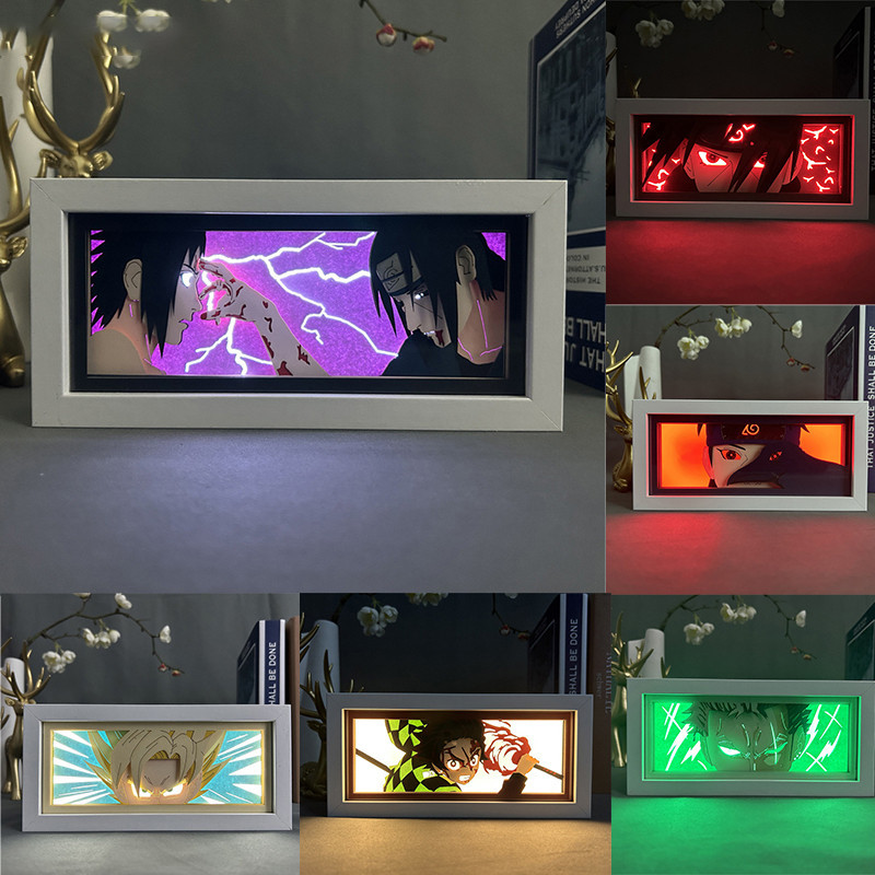 3D Anime Light Box Cartoon Led Paper Carving Manga Light Box Bedroom ...