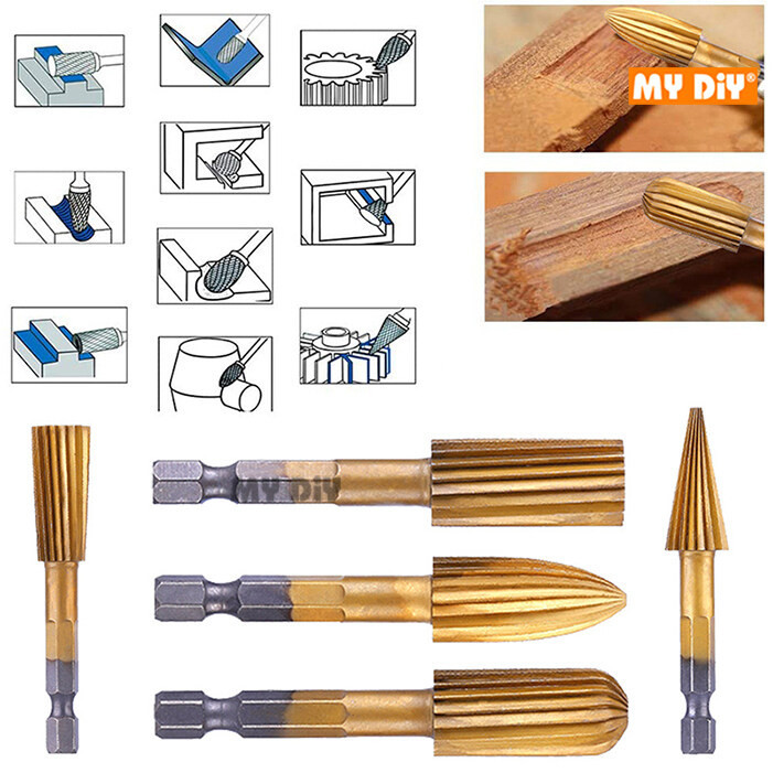 MYDIYHOMEDEPOT - HSS ROTARY BURR RASP FILE DRILL BIT SET ROTARY WOOD ...