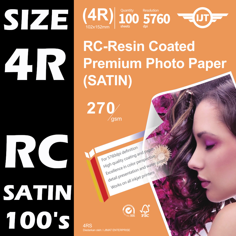 IJT 4RG 4RR 4RS 260gsm 270gsm 270g RC Glossy Satin Rough Premium Photo Paper 4R Size 4x6 4 x 6 ...