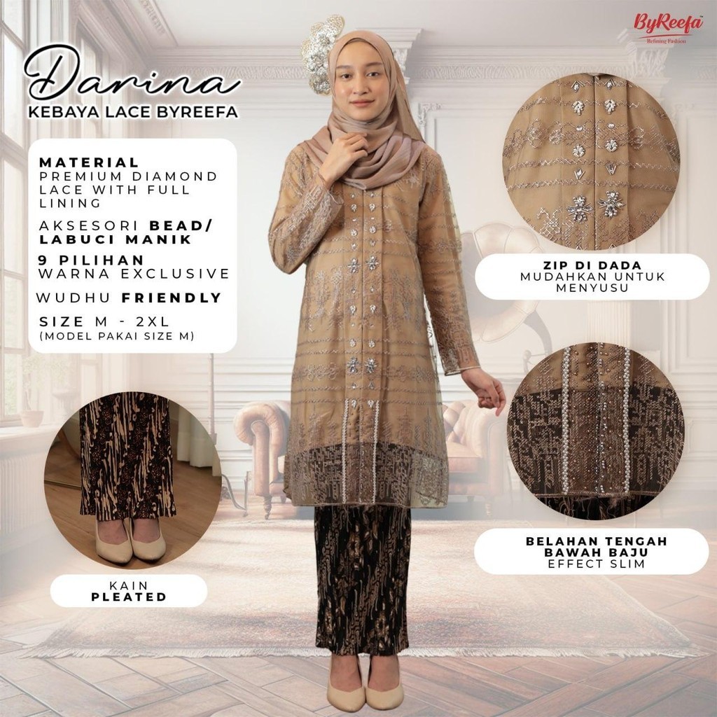 ByReefa | Kebaya Lace DARINA | Exclusive Bead & Full Lining with Kain ...