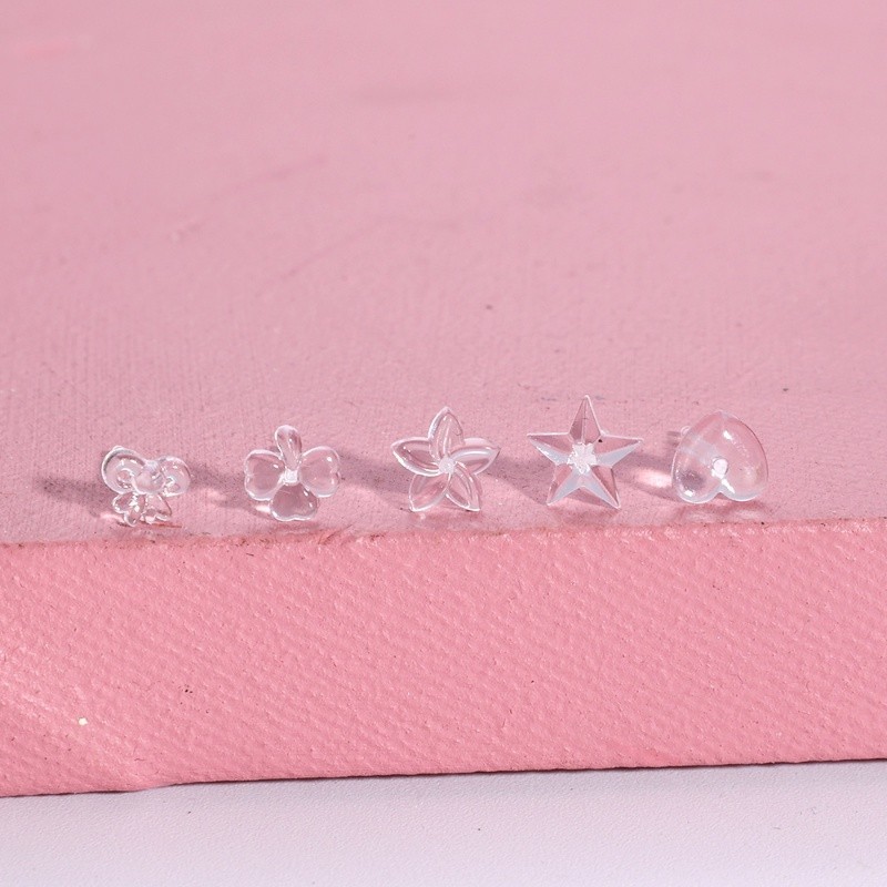 Invisible Resin Clear Ear Pins Heart Star Prevent Allergy Transparent ...
