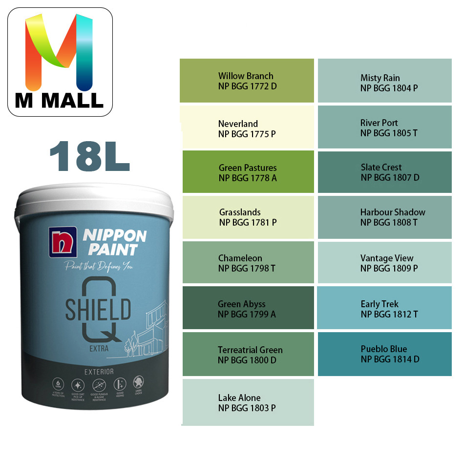 (1772-1814) 18L Nippon Paint Exterior Q-Shield Extra Delightful Greens ...