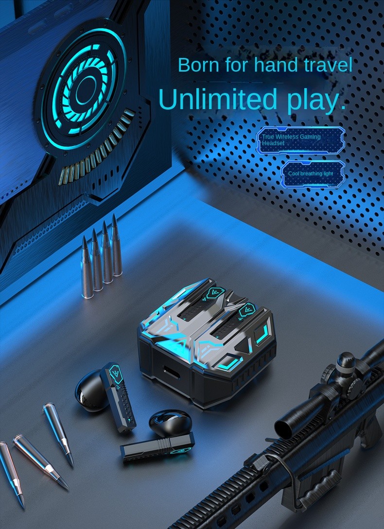 Esports gaming Bluetooth earphones wireless X39 in ear low latency cool ...