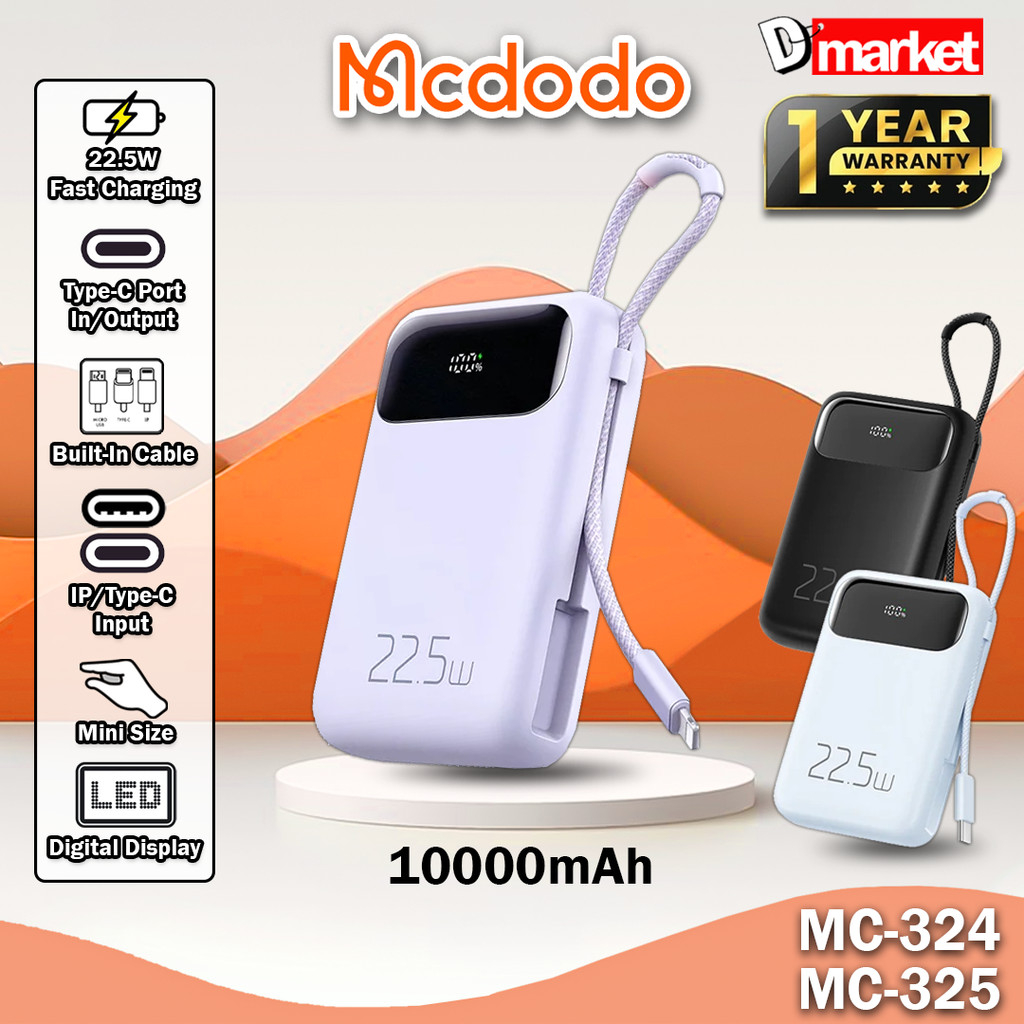 Mcdodo MC-324 10000mAh Powerbank Built In Cable Fast Charging Power ...