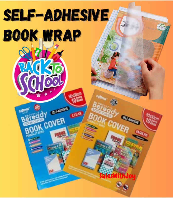【SalesWithJoy】Self Adhesive Book Cover Wrapping Exercise Book Wrapper ...