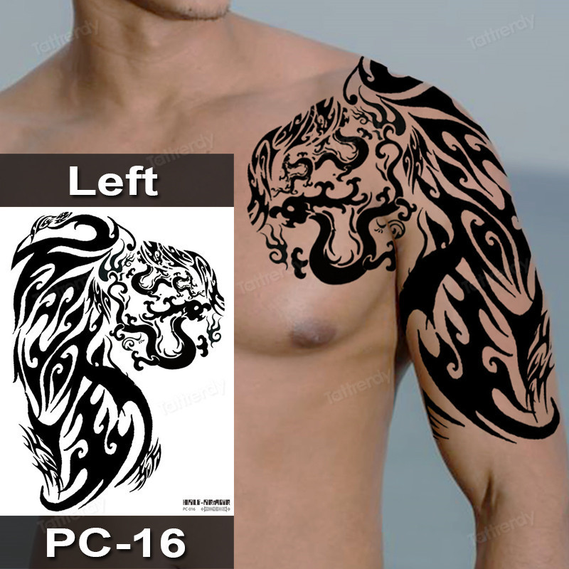 Men Boy Temporary Tattoo Stickers Shoulder Chest Muscle Body Art ...
