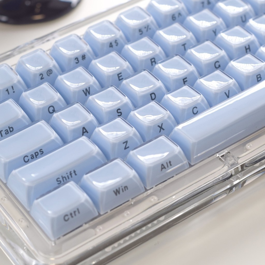 113 Keys Jelly Crystal Mechanical Keycaps Letter Side Engraved Pink ...
