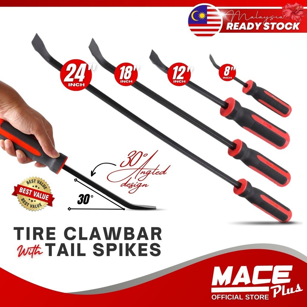 8 12 18 24 inch Tire Claw Bar with Tail Spikes Pry Bar Heavy Duty Tire ...