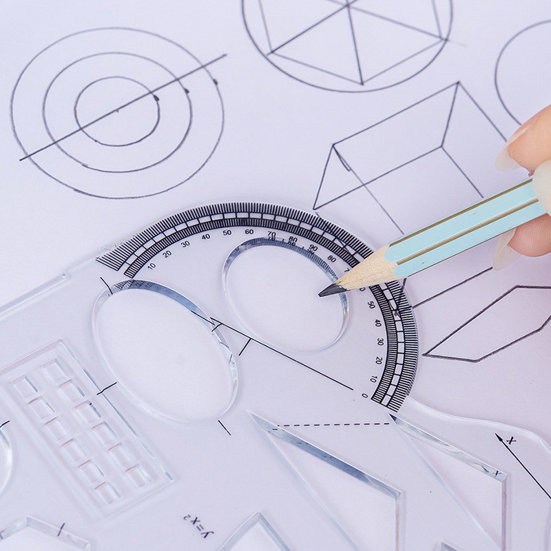 M&P Transparent Multifunctional Drawing Ruler / Creative Fast Drawing ...