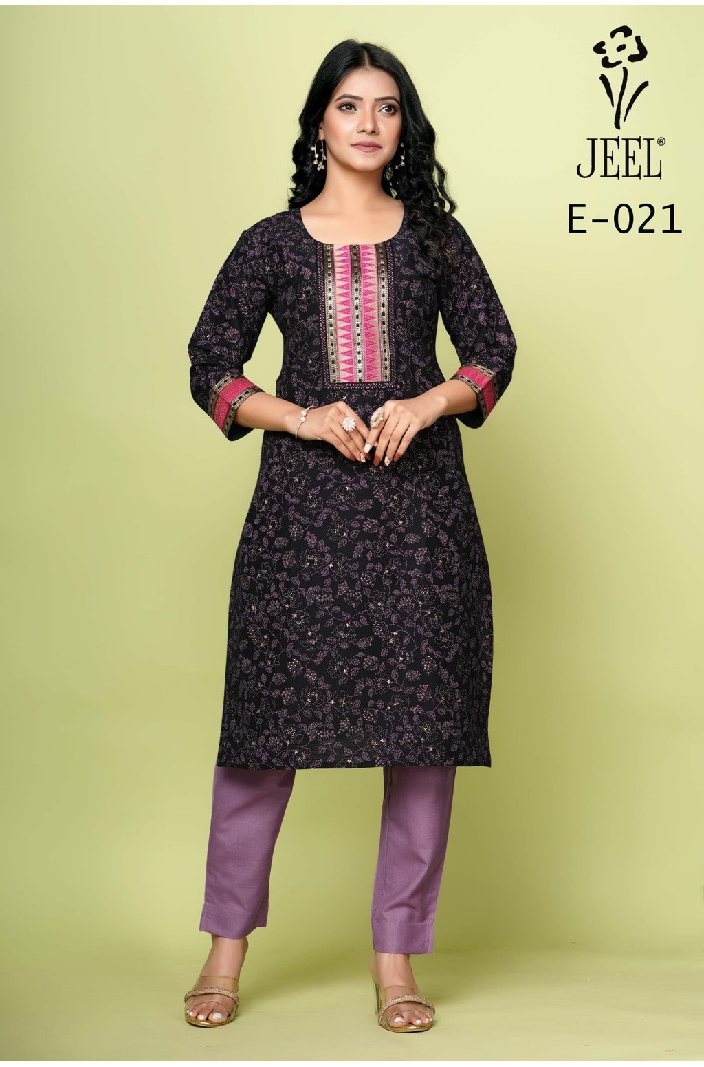 JEEL Straight Cut Kurti and Pant Set for Casual and Office Wear E ...