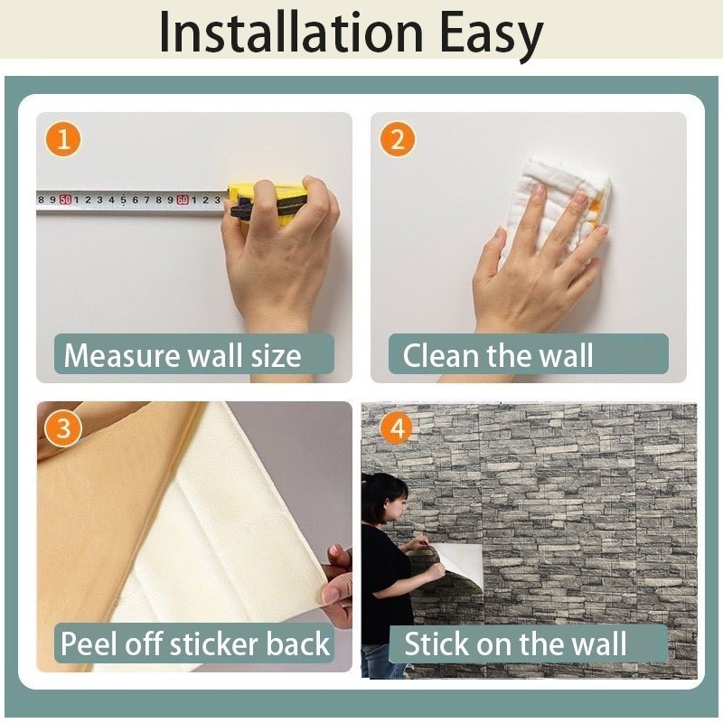Brick Design Foam 3D Wall paper Dinding adhesive DIY Wall Stickers PE ...