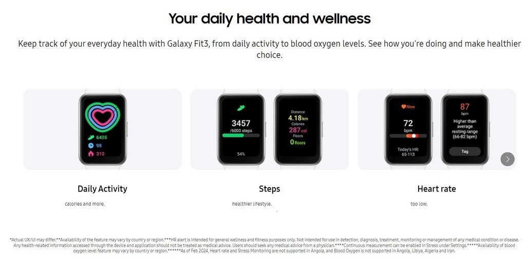 Samsung Galaxy Fit3, Bluetooth, Light and Sleek Fitness Band, up to 13 ...