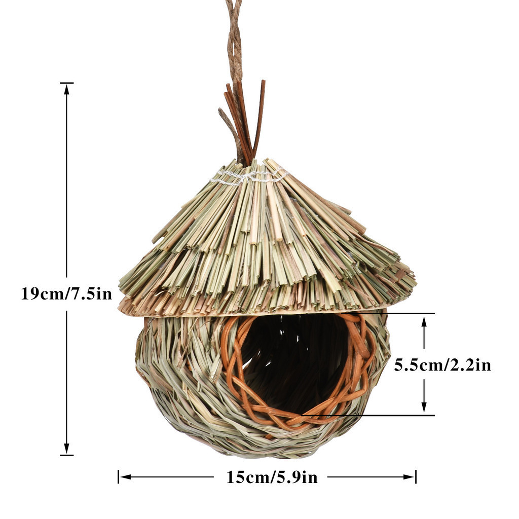 House Hang Birds Nest Roosting Pockets Hand-woven Natural Grass Rope ...