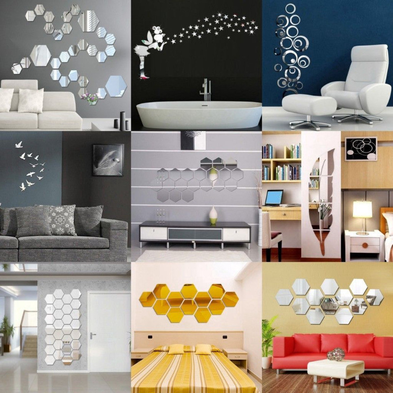 Acrylic Mirror Wall Sticker - Fashion Mirror Stickers - Flexible, Self ...