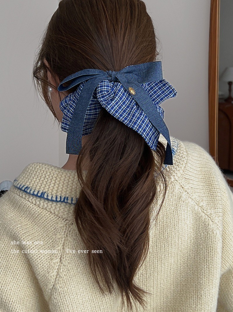 Korean Fashion Bow Square Scarf Large Intestine Hair Circle Women ...