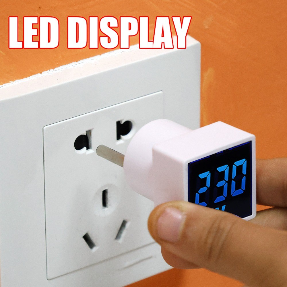 EU Plug LED Display Voltmeter Indicator Light AC50V-500V Square Digital ...