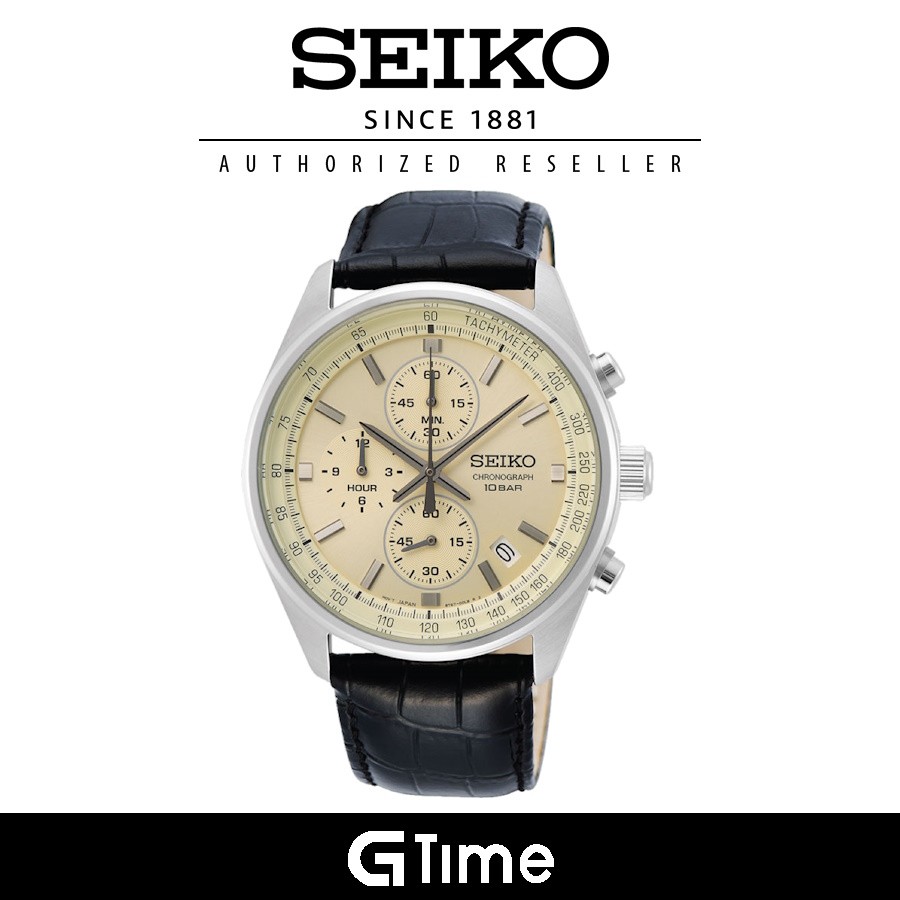 [Official Warranty] Seiko SSB383P1 Men's Quartz Chronograph Leather ...