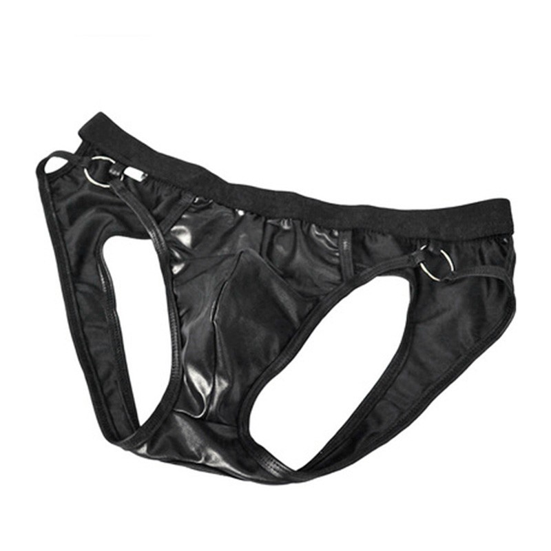 [fstyle] Men's Sexy Underwear Artificial Leather Metal Ring Thong Jock ...