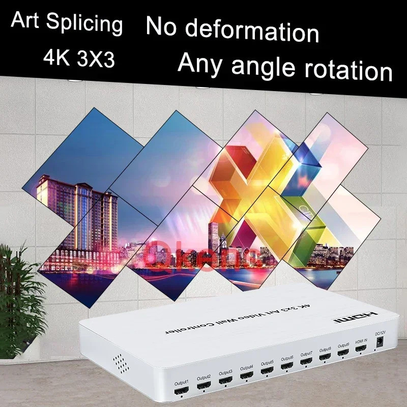 4K 3x3 1x3 2x2 2x4 Multi Monitor Splicing Processor HDMI Art Splicing ...