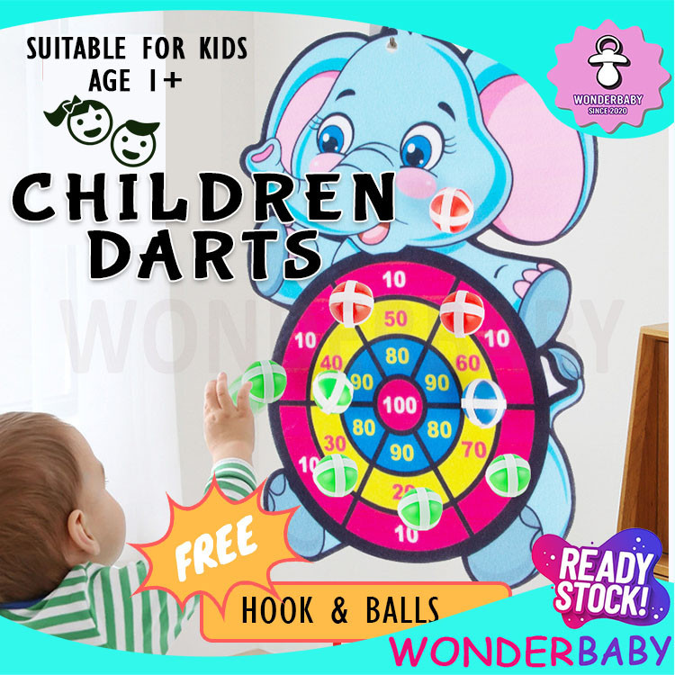 Kids Throwing Sticky Ball Dart Board Educational Game Toy Fabric Puzzle ...