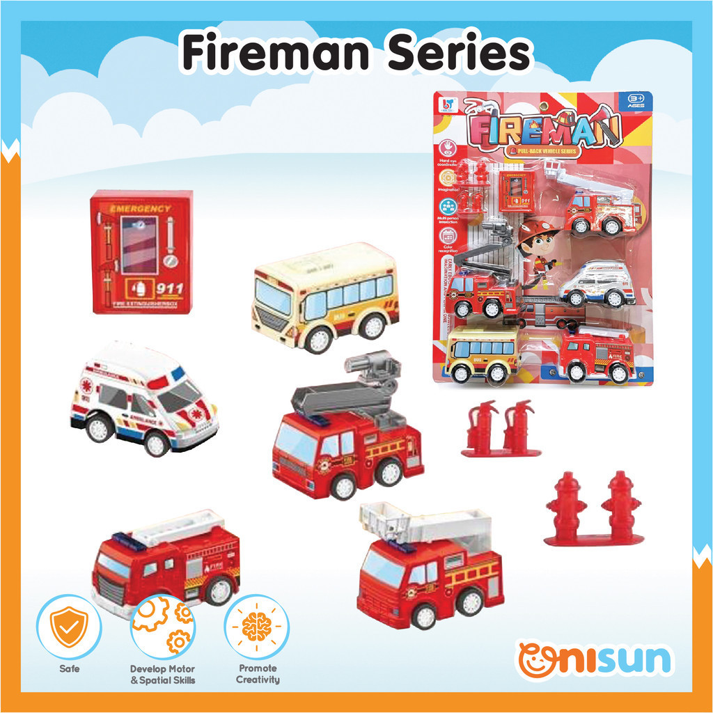 5 in 1 Kids Boy Hero Fireman Multi Vehicle With Accessories Pretend Toy ...