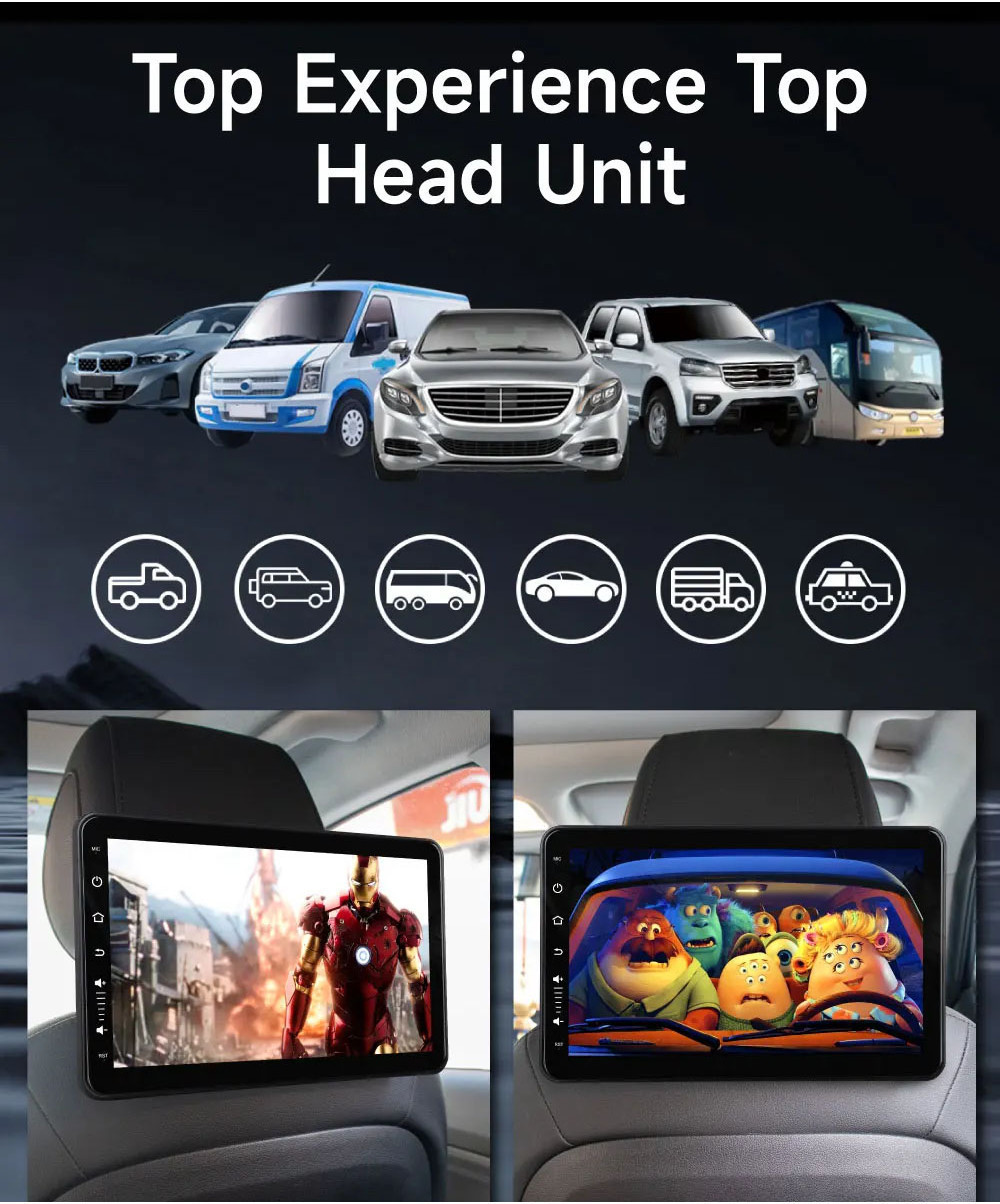 10inch 2+32G Android Car Headrest Monitor IPS 1280*720P Rear Seat Video ...