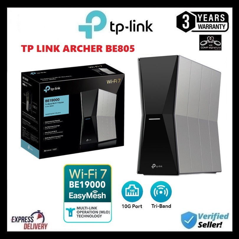 TP LINK ARCHER BE805 BE19000 TRI BAND WIFI 7 ROUTER | Shopee Malaysia