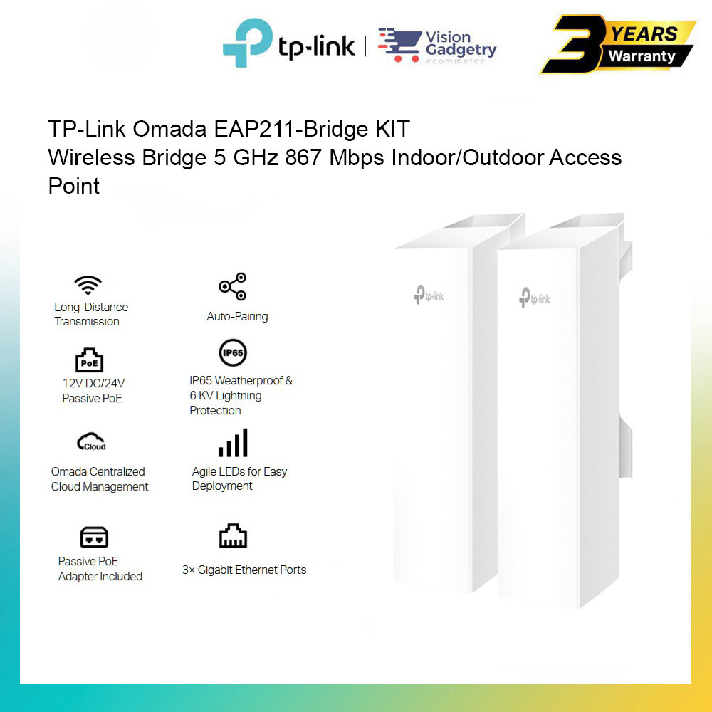 TP-Link Omada EAP211-Bridge KIT V3 Wireless Bridge 5 GHz 867 Mbps ...