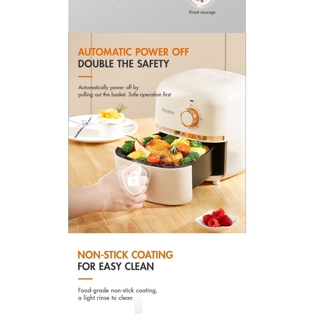 Gaabor Flash Deal Bundle 2L Air Fryer Mini AF20M-YE01A and 2L Electric ...