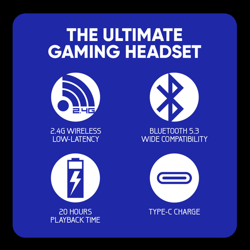 Armaggeddon Cosmic III Lite Bluetooth Wireless 2.4G Gaming Headset with ...