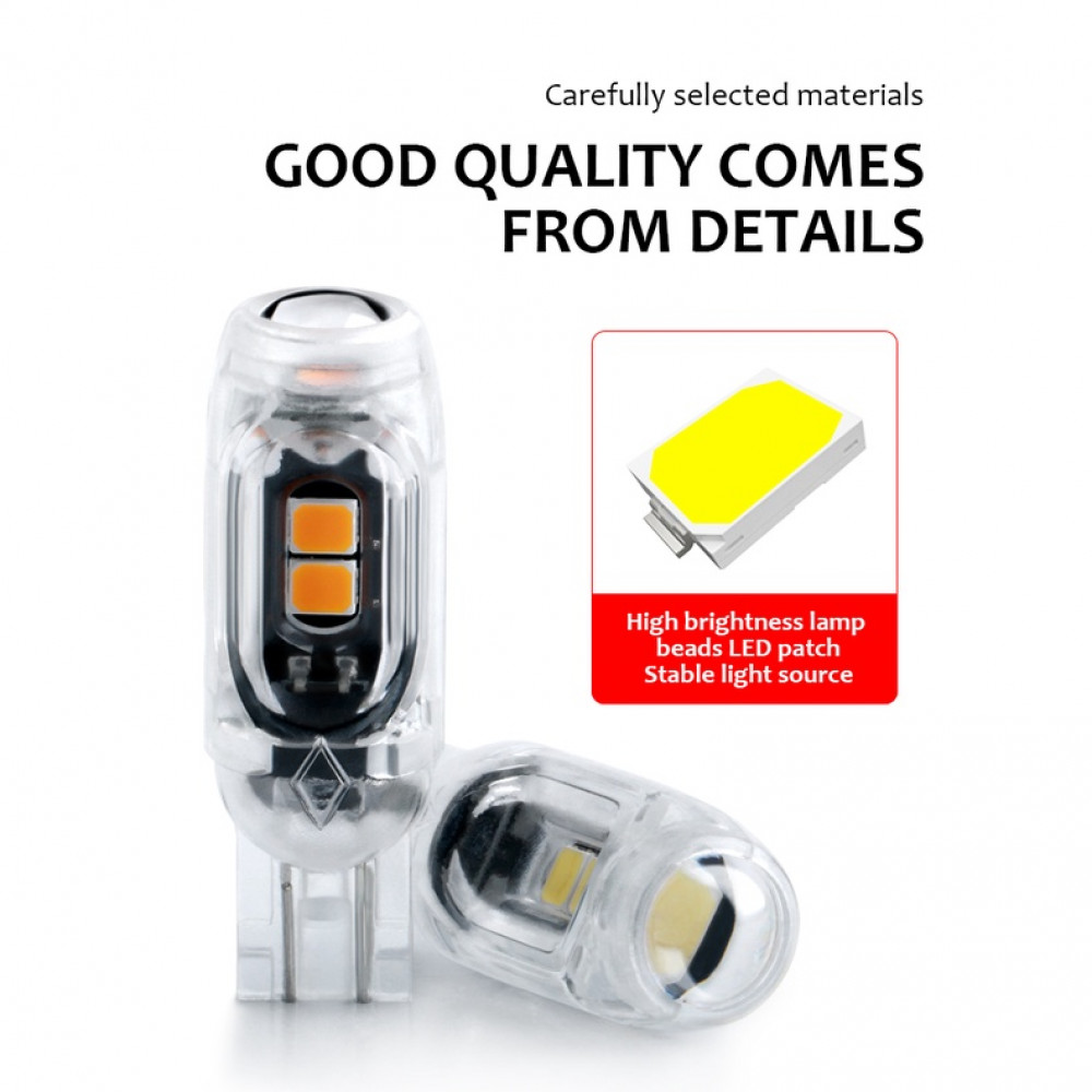 1pc Flash T10 Led Bulb Turn Signal Light W5W 194 Width Indicator with Lens Car Parking Daytime ...
