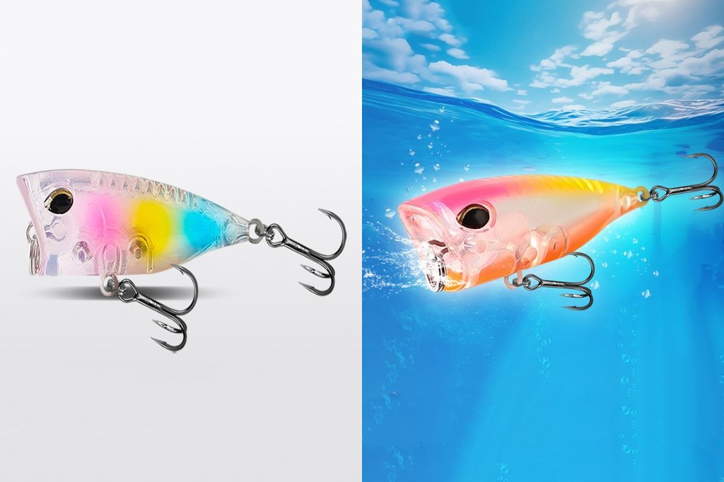Lifelike Fish Lure Realistic Floating Topwater Fishing Lure with Double ...