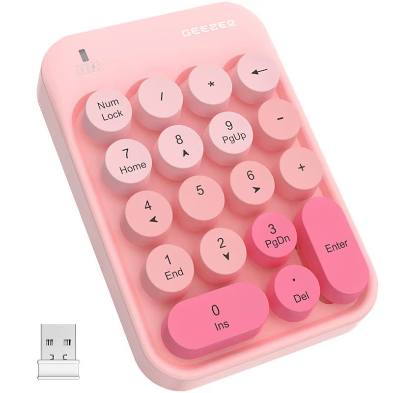 Portable 2.4G Plug and Play Wireless Keypad 18 Keys Retro Round Keycads ...