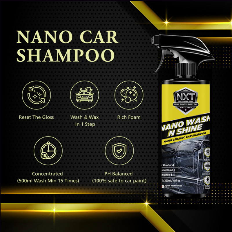 NXT Nano Wash & Shine Wash & Wax in 1 Step Car Wash Car Shampoo and Wax ...