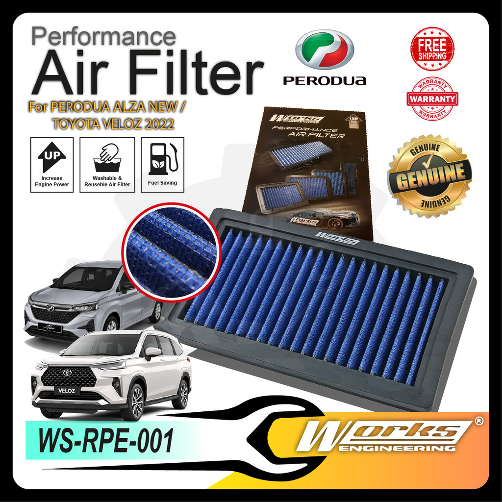 Works Engineering Drop In Air Filter Perodua Alza NEW Toyota Veloz 2022 ...