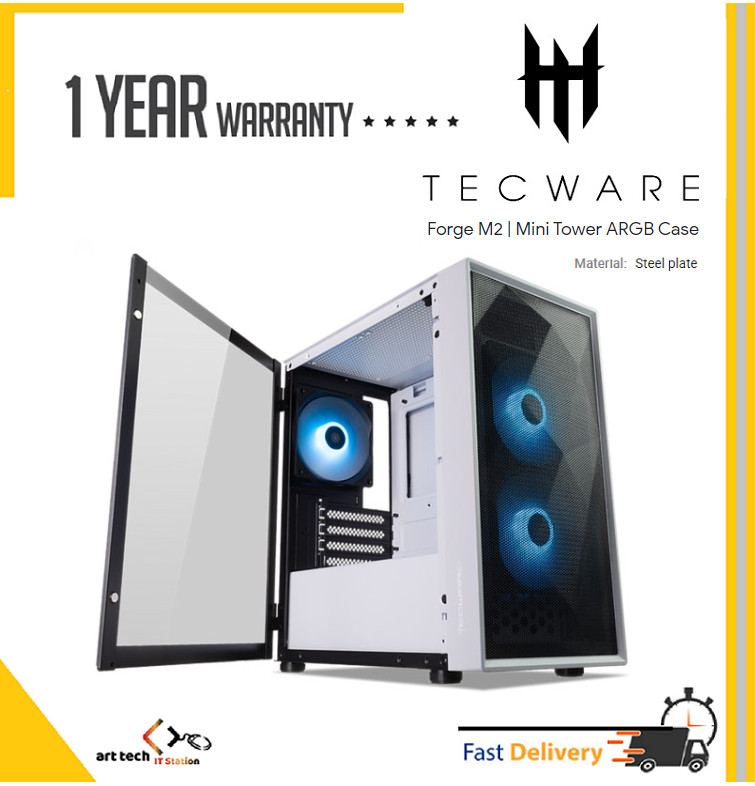 TECWARE FORGE M2 TG X3 FANS ARGB MATX GAMING DESKTOP CASE ( BLACK ...