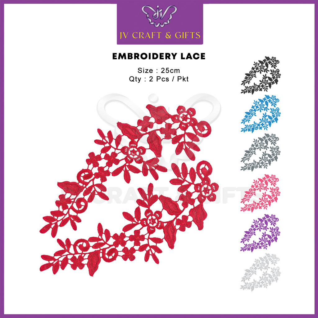 Embroidery Lace Floral Design | Border Lace Patches | Sewing Fabric ...