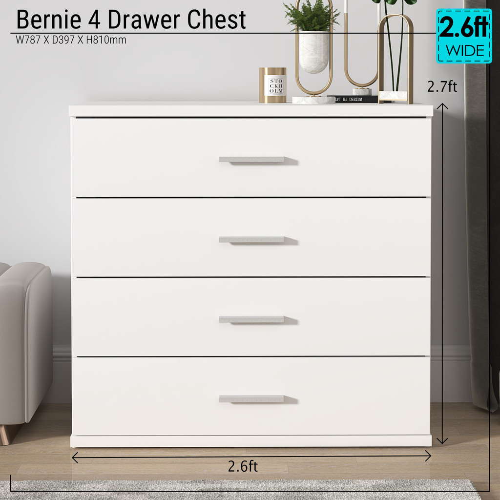 Tomato Home Bernie White 4 Chest Drawer 2.6 Feet Wide - Laci Baju ...