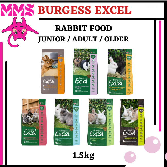 Burgess Excel Rabbit Food # Junior / Adult / Older # High Fibre # 1.5kg ...