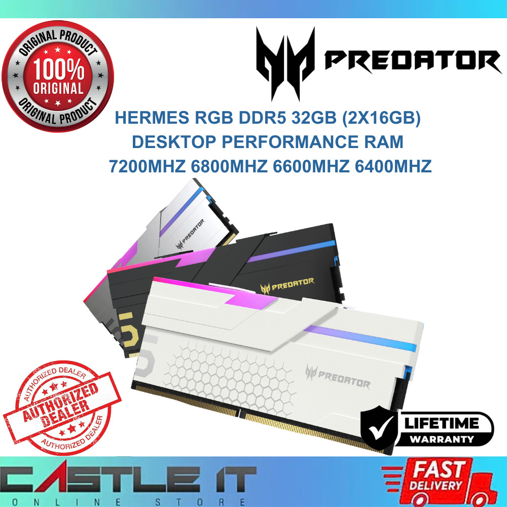 PREDATOR HERMES RGB DDR5 32GB (2x16GB) 7200/6800/6600/6400MHz Desktop ...